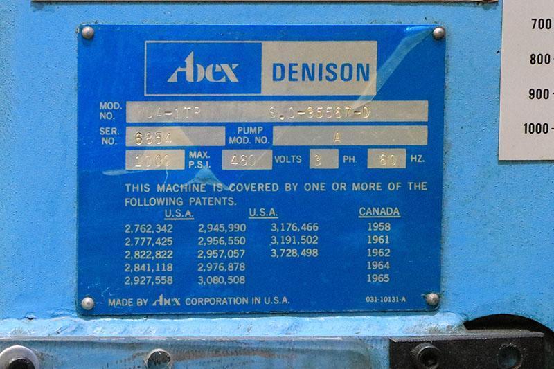 1 TON ABEX DENISON BENCHTOP HYDRAULIC MULTI-PRESS MODEL WUA-1TR ...